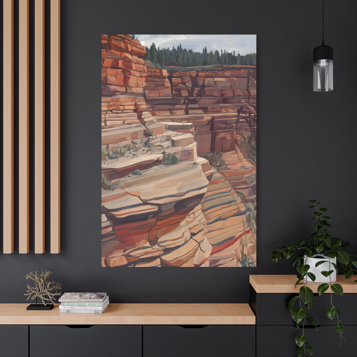 Cliffside Layers Art Print Abstract Landscape Wall Decor Nature ...