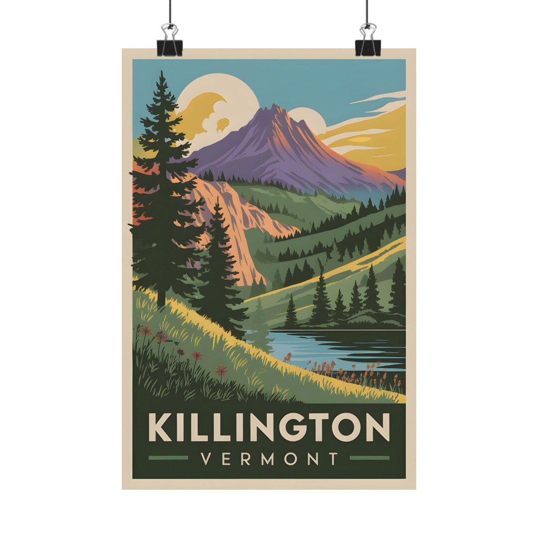 Killington Vermont Mountain Art Print Vintage Nature Scene Home Decor ...