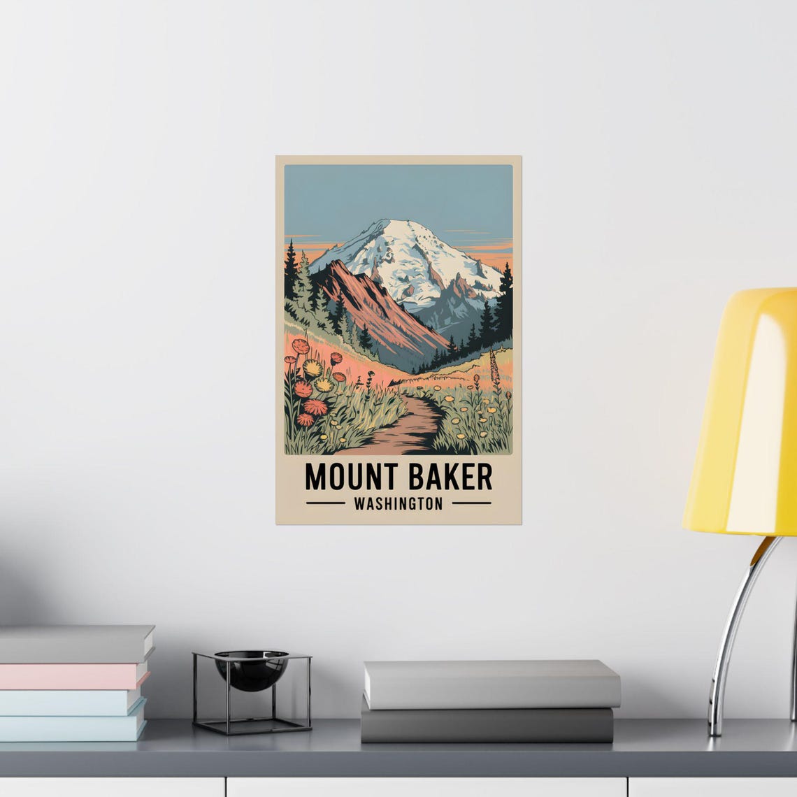 Mount Baker Washington Art Print Vintage Landscape Wall Decor Mountain ...