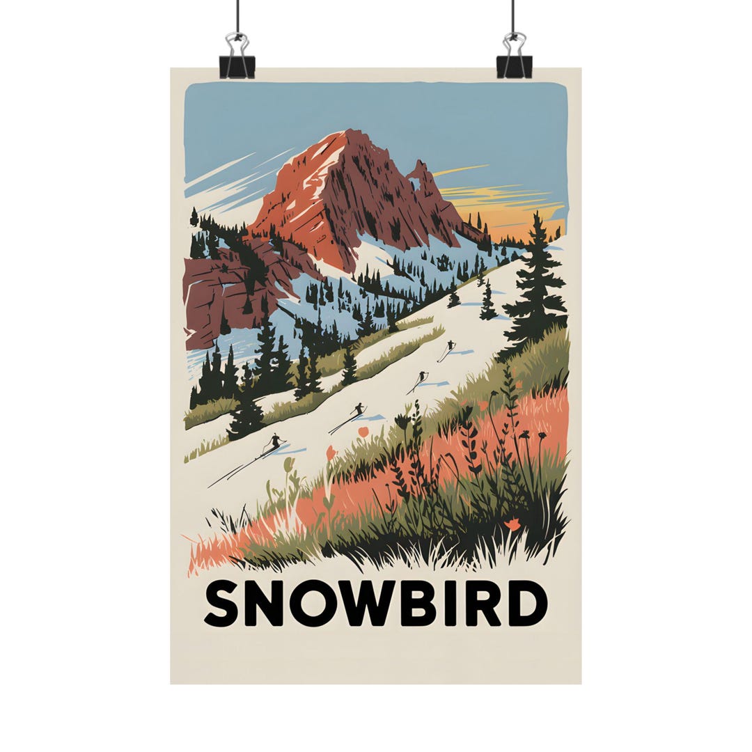 Snowbird Utah Vintage Ski Art Print Mountain Landscape Outdoor Wall ...