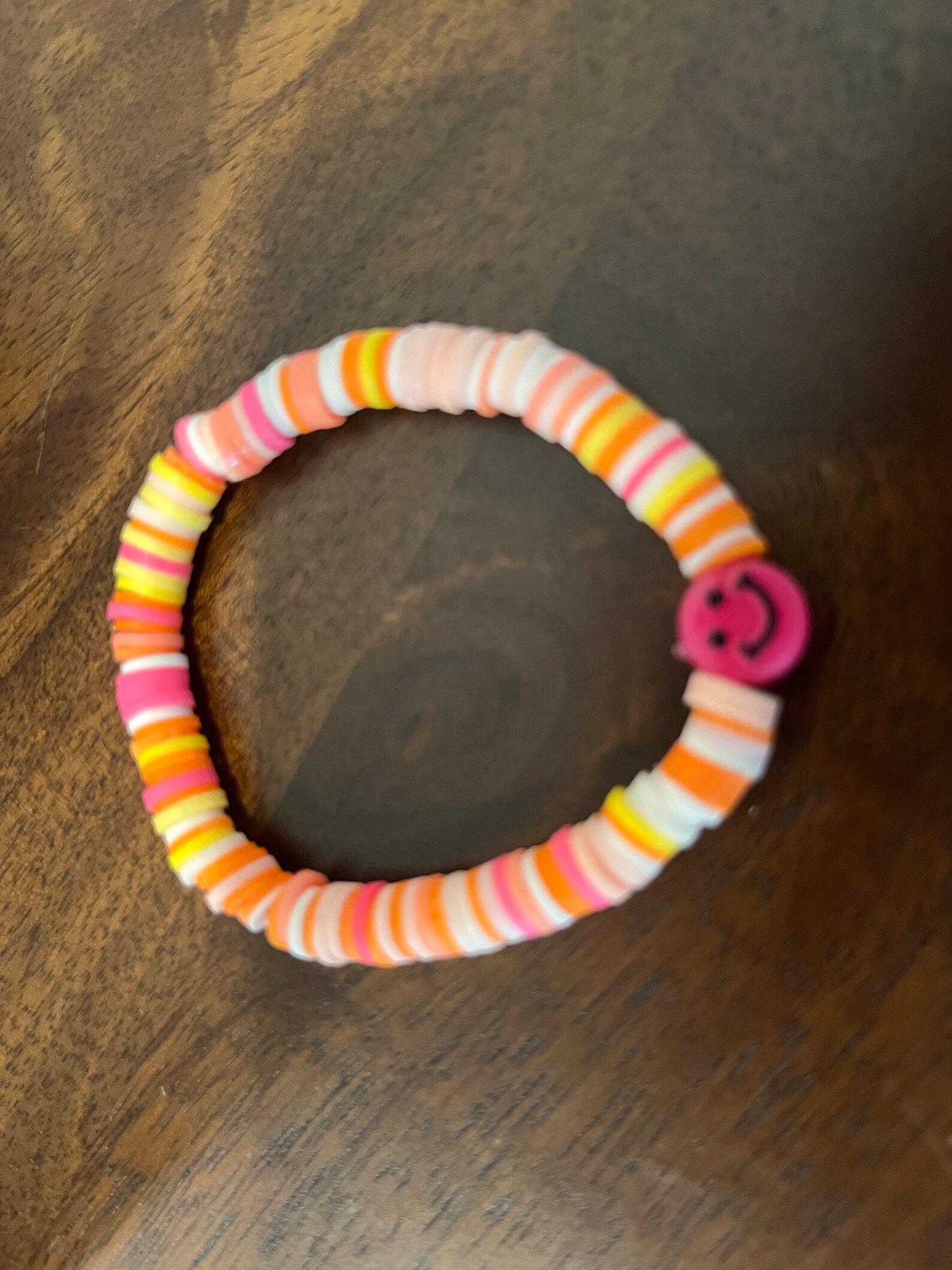 Preppy Pink Smiley Face Bracelet - Etsy