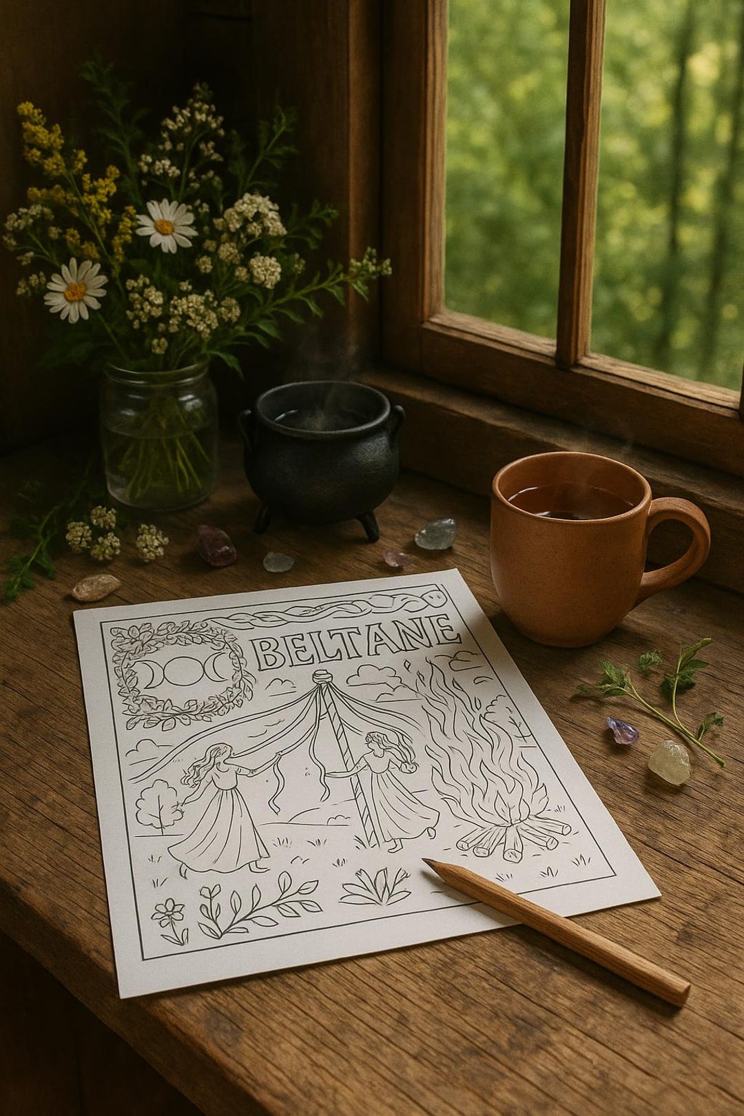 Beltane Coloring Pages Printable | Pagan Wheel of the Year PDF ...