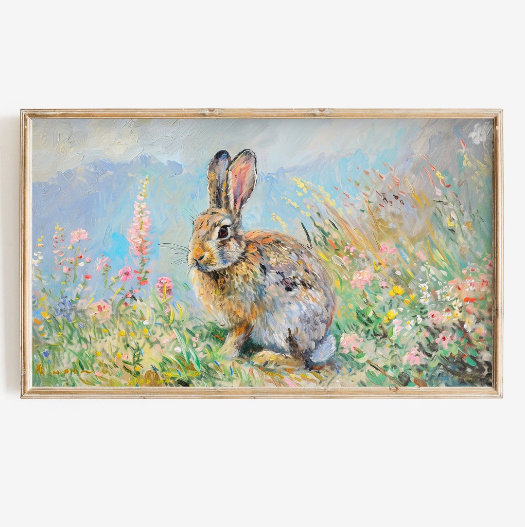 Frame Tv Art Easter Bunny Instant Download | Colorful Wildflower Spring ...