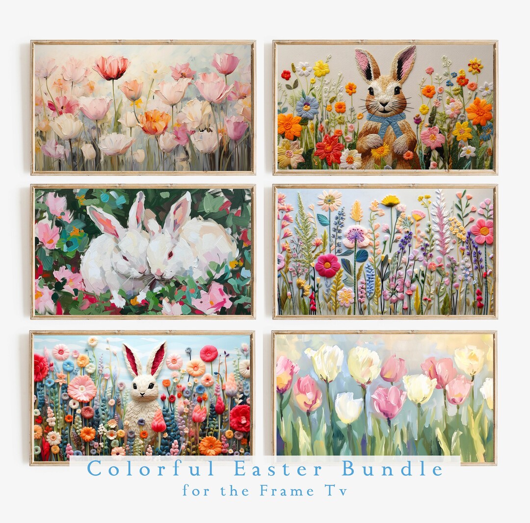 Frame Tv Colorful Easter Art Set of 6 | Textured Art for Frame TV ...