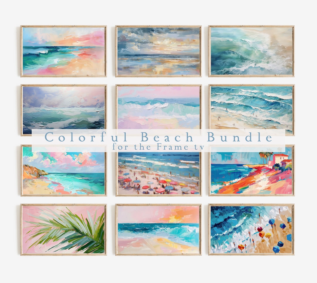 Frame Tv Colorful Beach Bundle | Abstract Ocean Waves Summer Digital ...