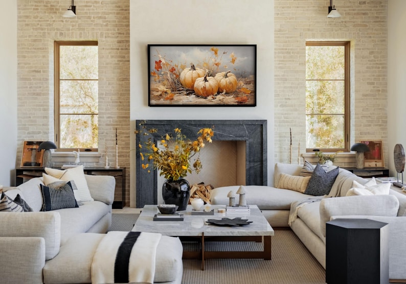 Fall Frame Tv Art | Fall Pumpkin Vintage Painting Digital Download ...