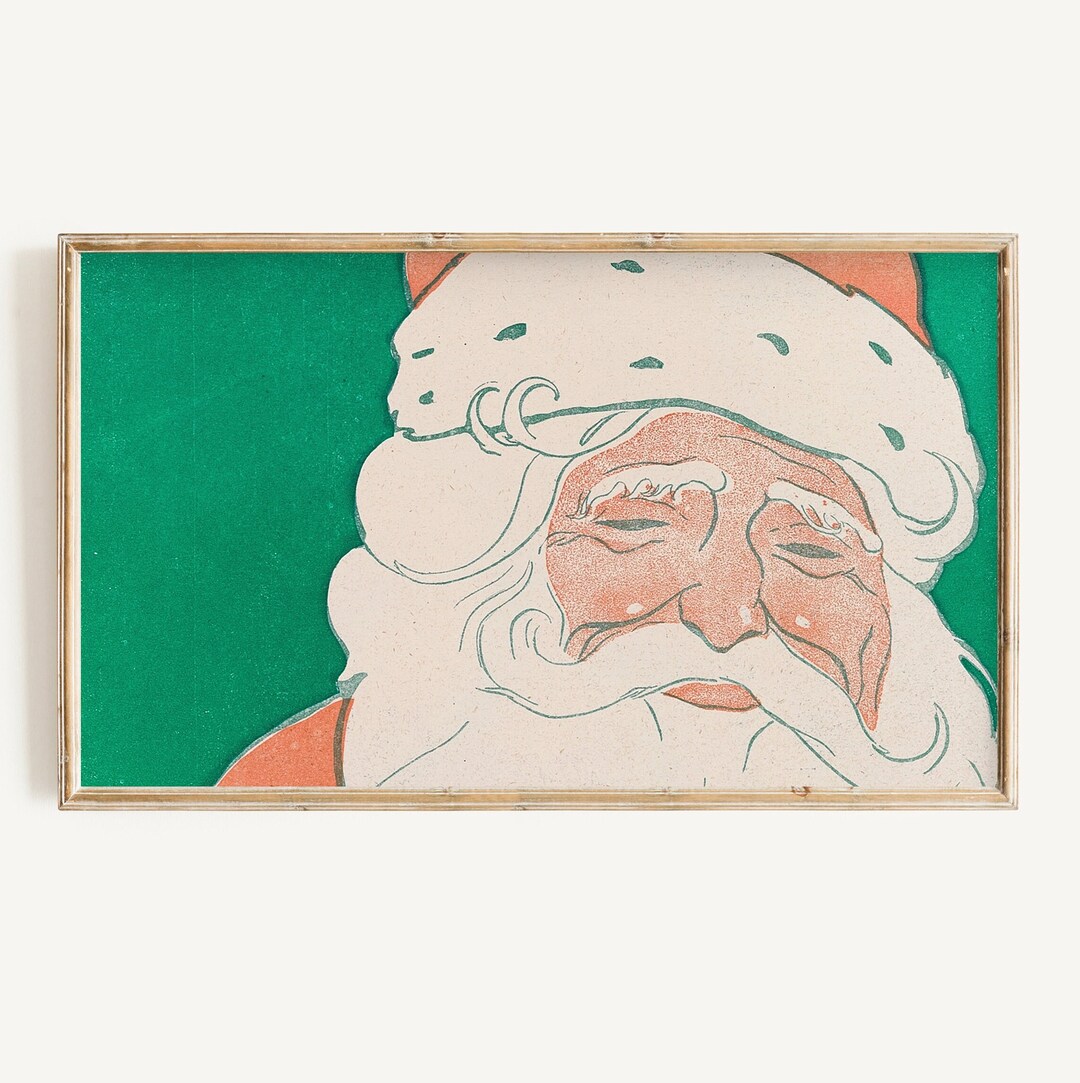 Santa Frame Tv Art | Vintage Christmas Digital Download | Retro Holiday ...