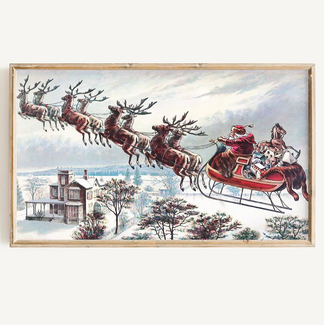 Frame Tv Vintage Christmas Digital Download | Rustic Santa Claus Tv Art ...