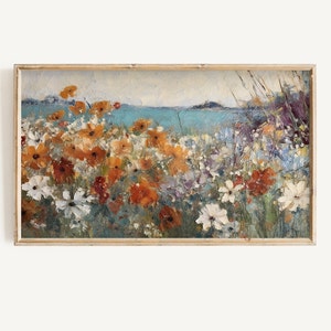Frame Tv Art Spring Digital Download | Vintage Coastal Floral Landscape ...