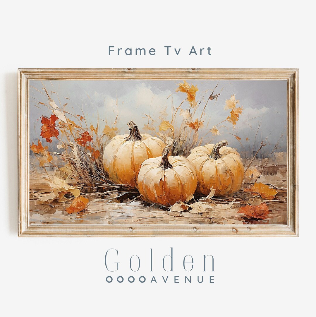 Fall Frame TV Art Fall Pumpkin Vintage Painting Digital Download ...