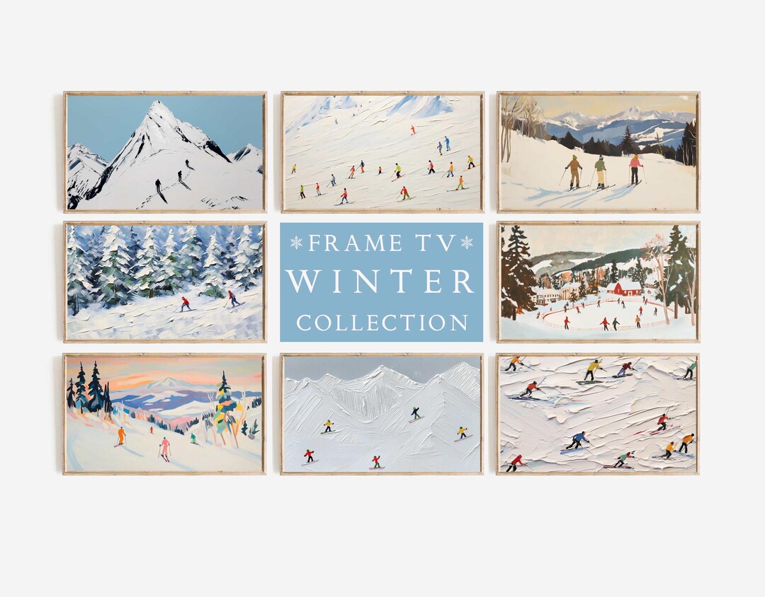 Winter Frame Tv Art Set | Textured Snow Frame Tv Art Bundle Digital ...