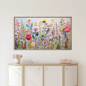 Spring Frame Tv Art Instant Download | Wildflower Floral Embroidery ...