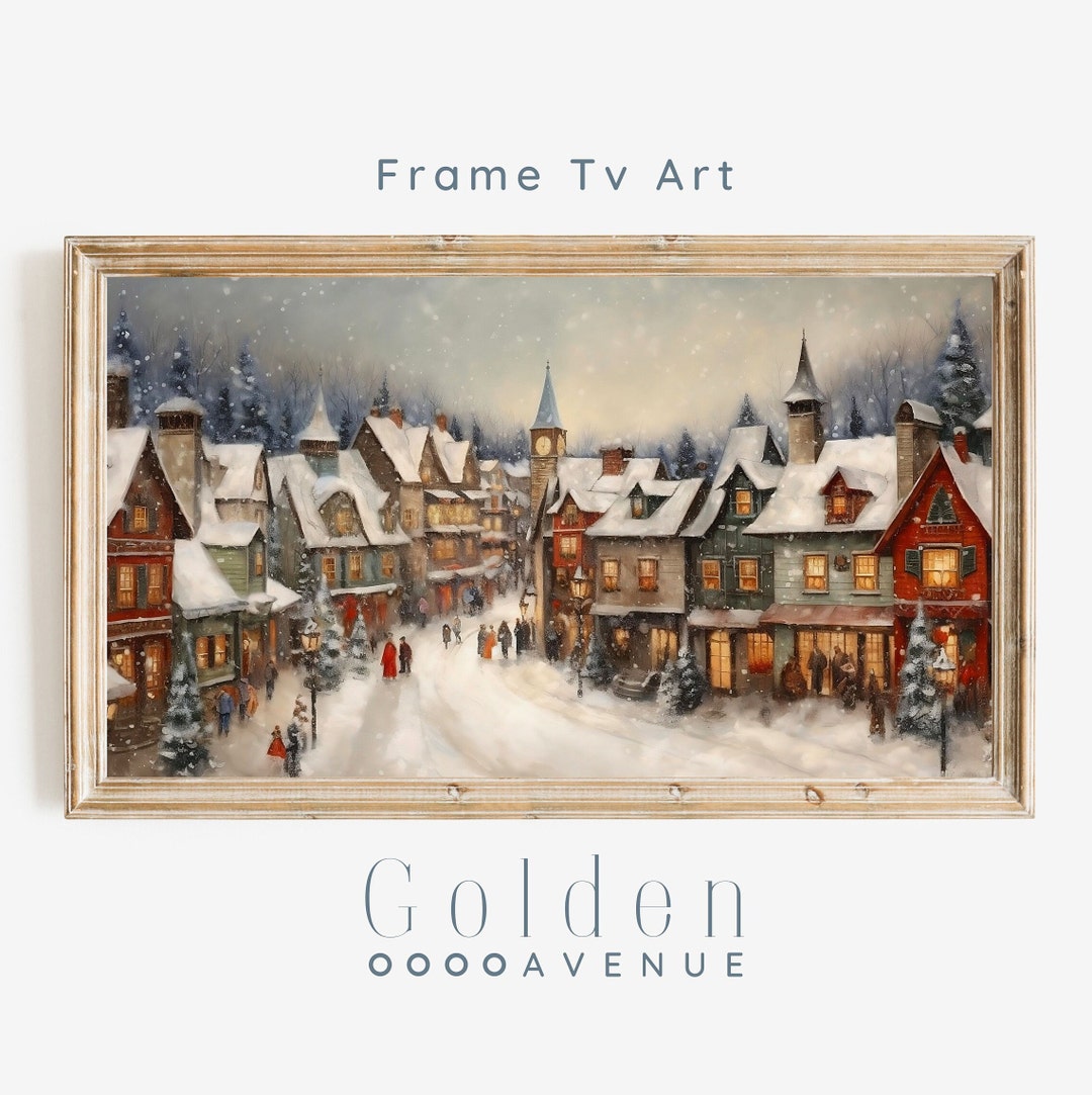Xmas Frame TV Art Vintage Christmas Digital Download Painting Holiday ...