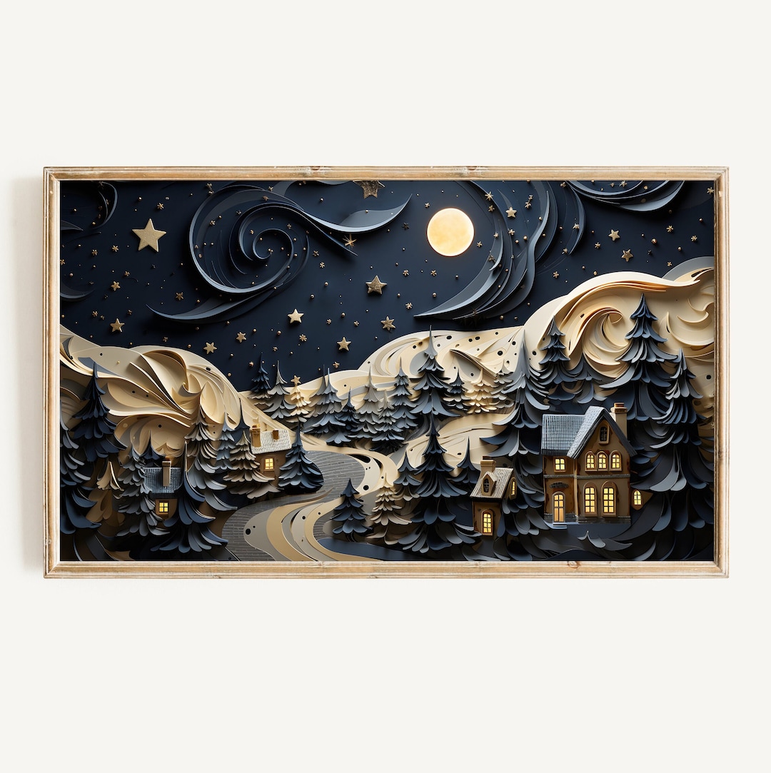Winter Frame Tv Art | Christmas Village Digital Download | Holiday ...
