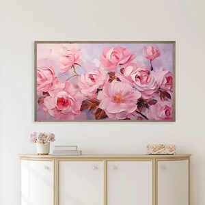 Frame Tv Art for Spring Pink Abstract Floral Painting Digital Download ...