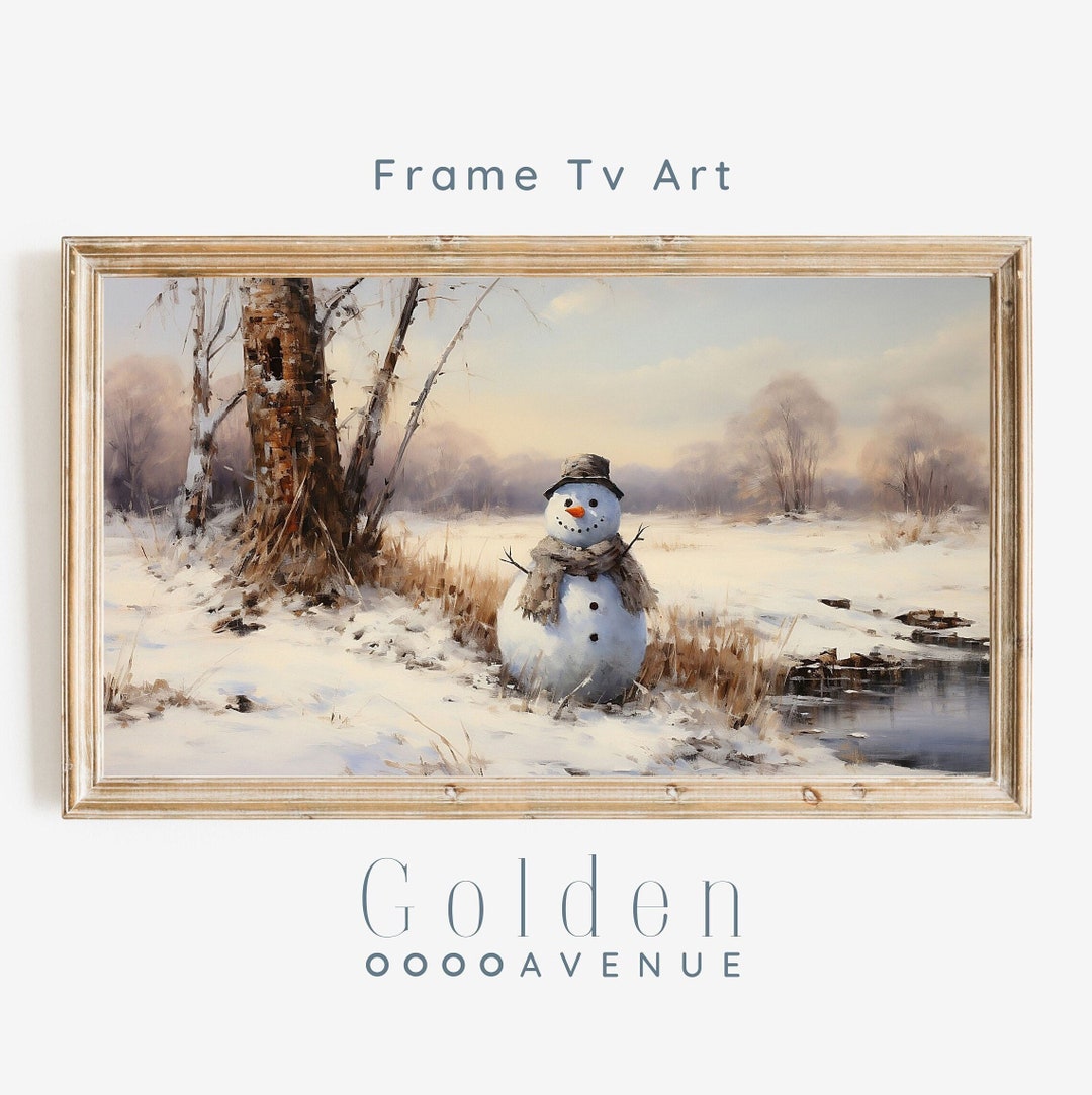 Christmas Frame TV Art Snowman Vintage Winter DIGITAL Download Snowy ...