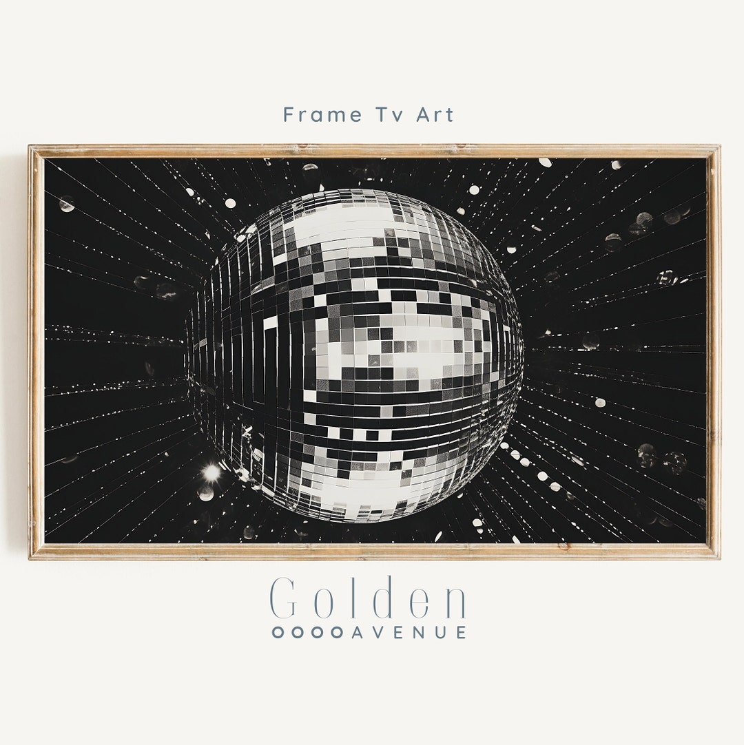 New Years Eve Frame Tv Art Disco Ball Black & White Digital Download - Etsy