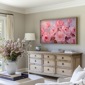 Frame Tv Art for Spring Pink Abstract Floral Painting Digital Download ...