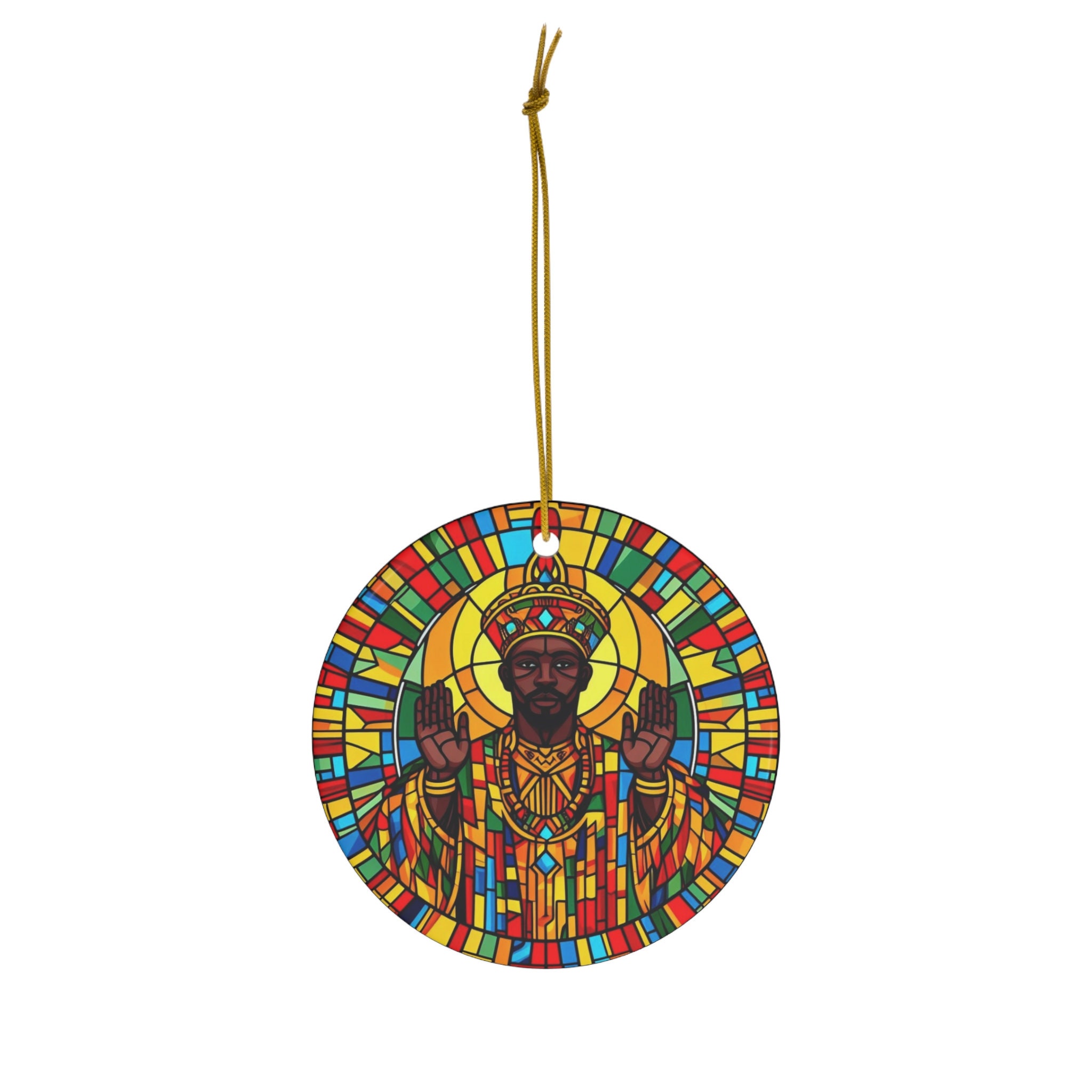 African King Kente Cloth Ceramic Ornament: Stained Glass-look Kwanzaa ...
