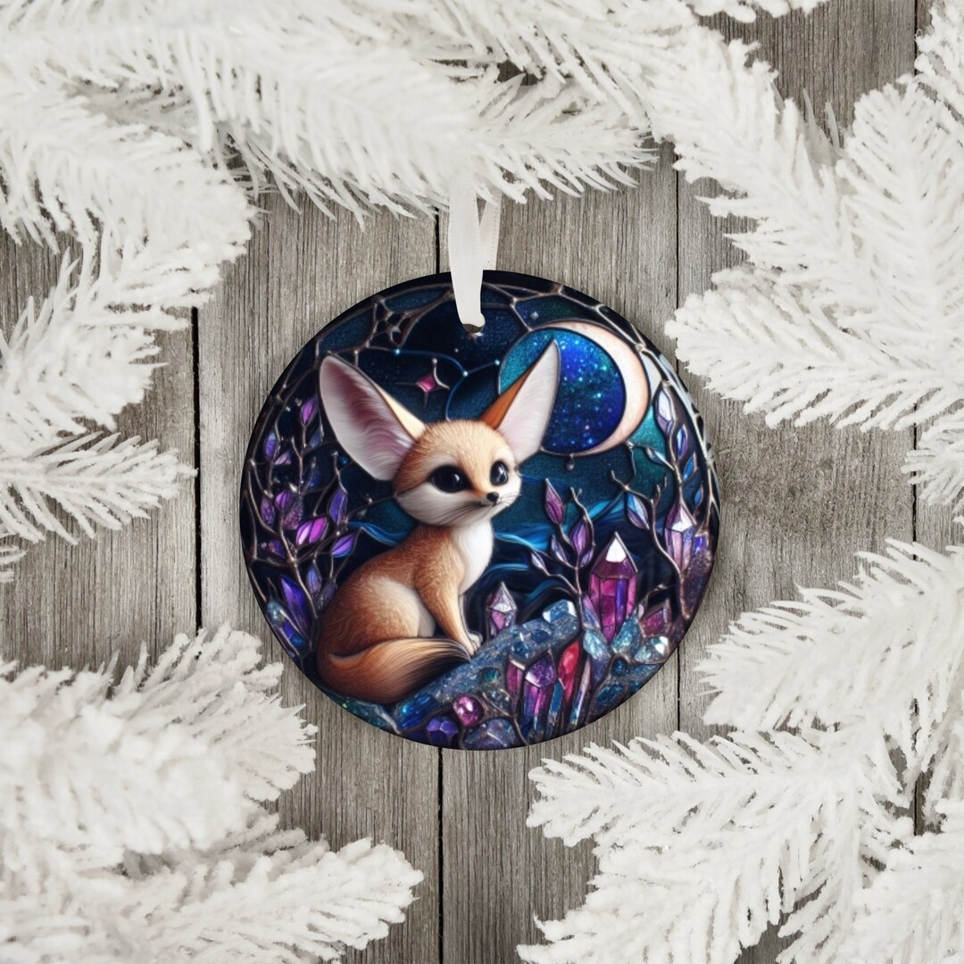 Fennec Fox Christmas Ornament: Mystical Crystal Forest Holiday Decor - Etsy