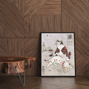 Kazuaki Horitomo Cat Art Canvas Print, Cute Cartoon Cat Wall Art, Home ...