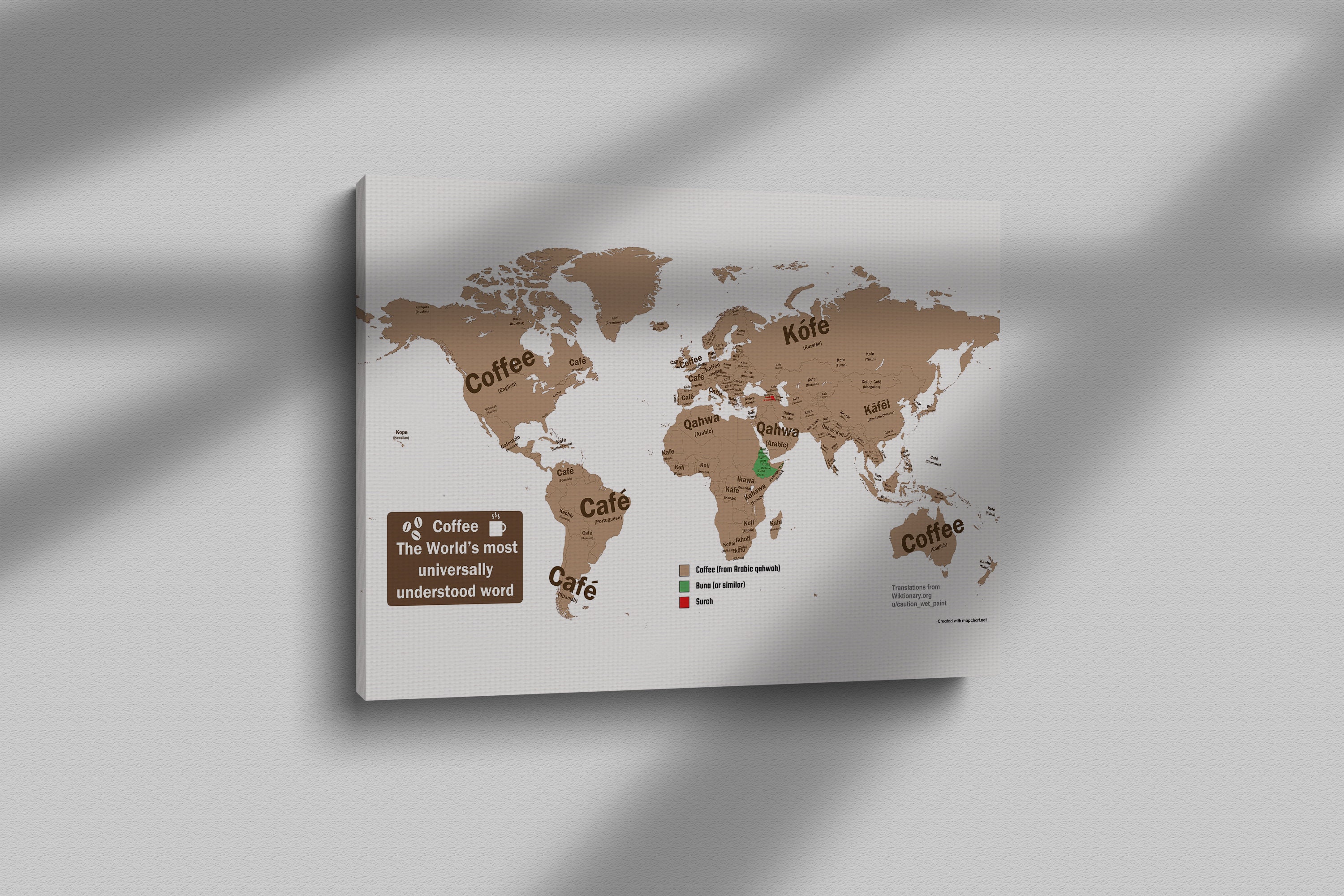 Coffee World Map Canvas - Etsy