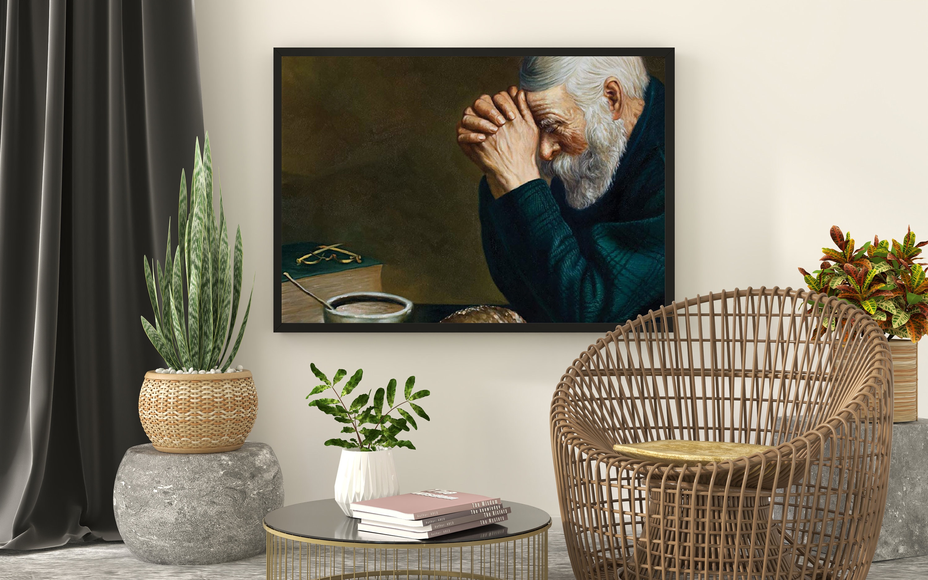 Old Man Pray to Jesus Christ Christian God Canvas - Etsy