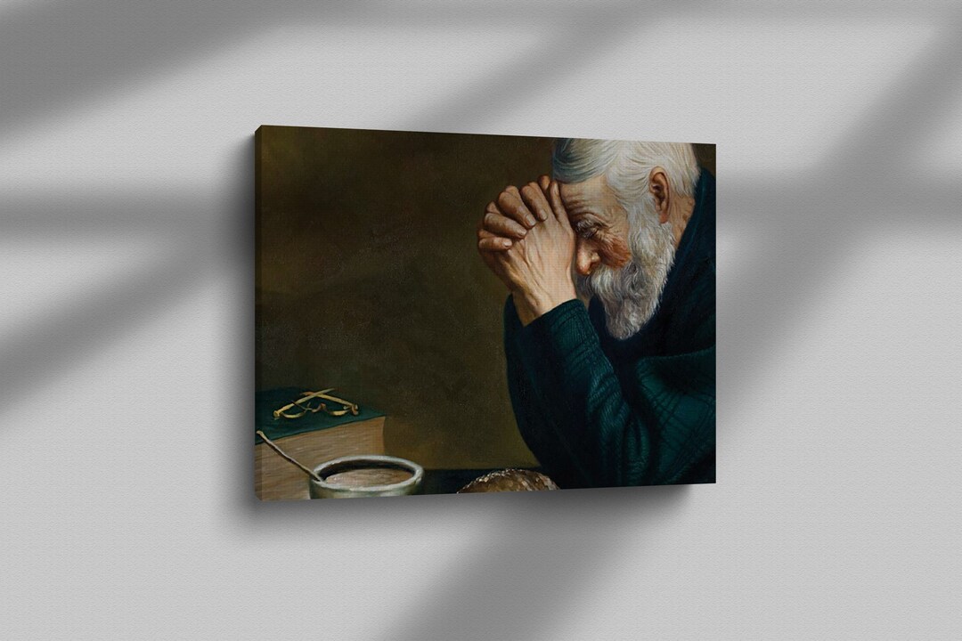Old Man Pray to Jesus Christ Christian God Canvas - Etsy