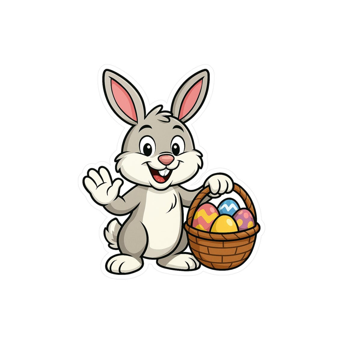 Easter Bunny With Basket Easter Sticker - Etsy