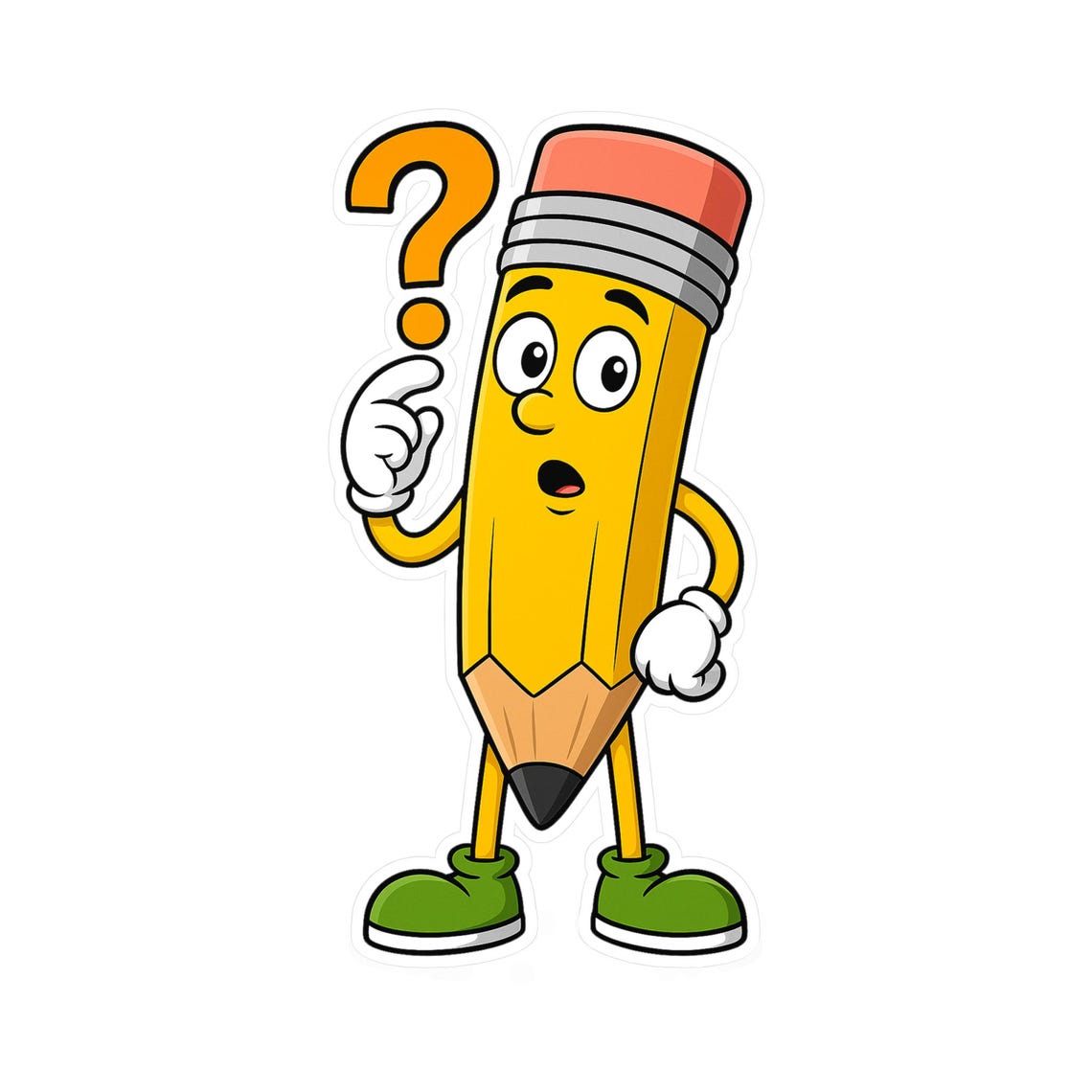 Question Mark Pencil Sticker – Curious School Vinyl Sticker for ...