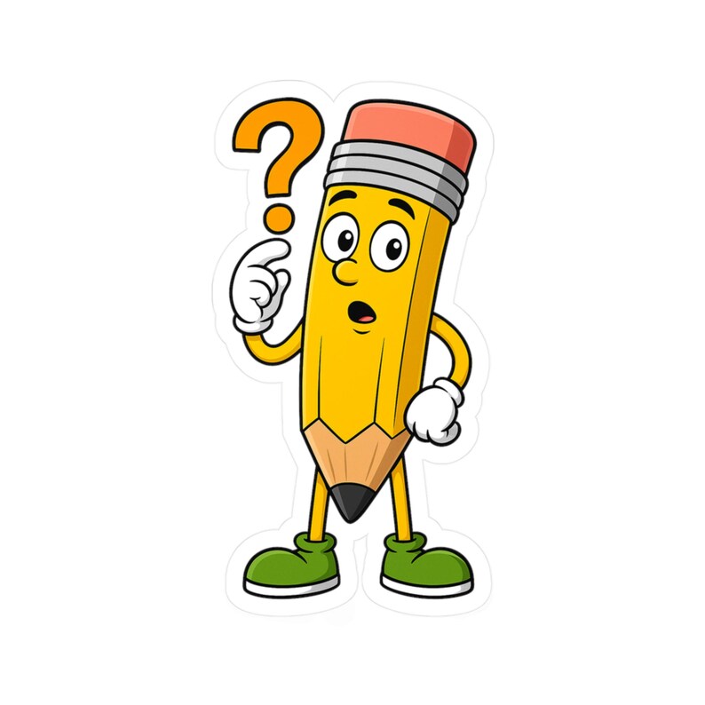 Question Mark Pencil Sticker – Curious School Vinyl Sticker for ...
