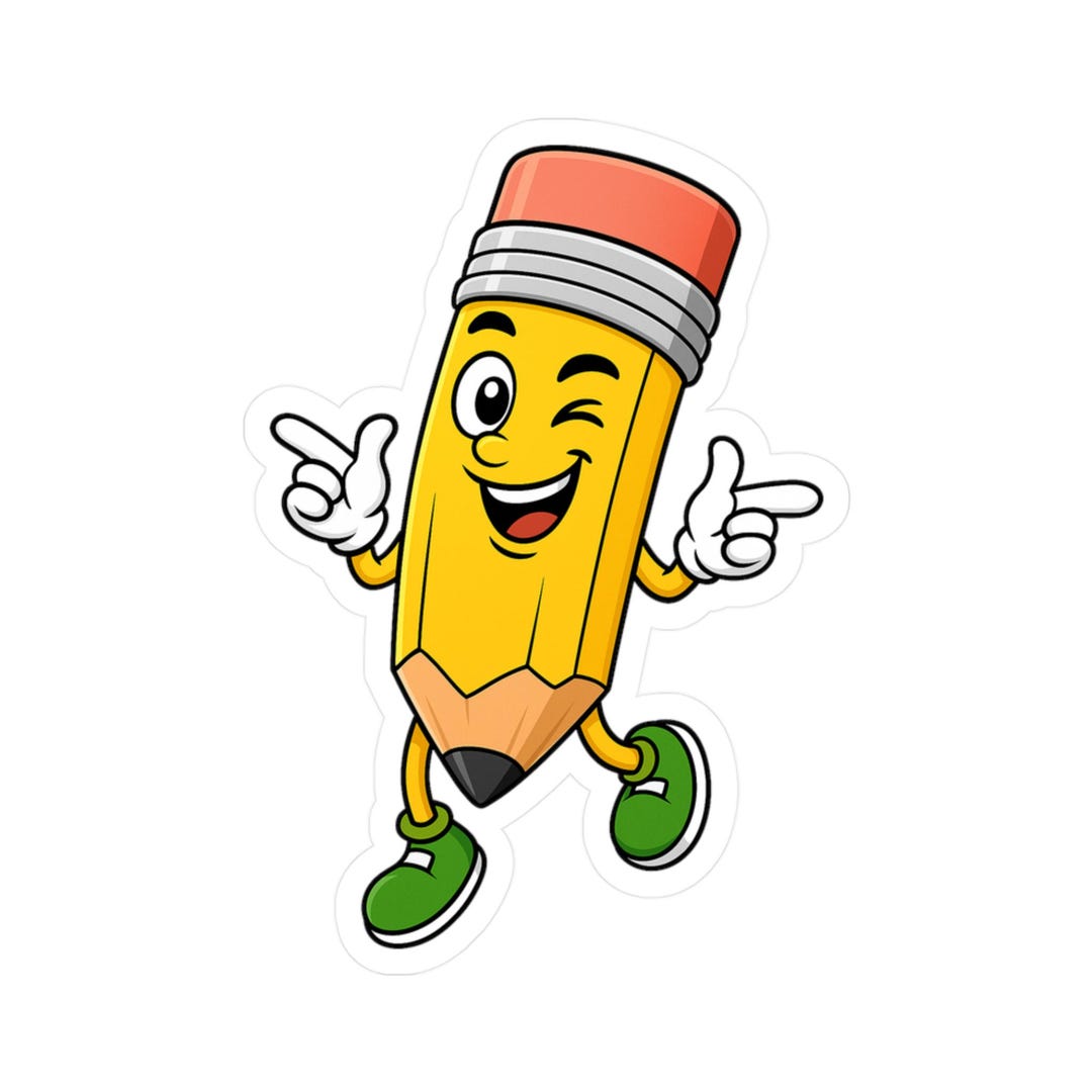 Winking Pencil Sticker – Pointy the Pencil Vinyl Decal for Kids ...