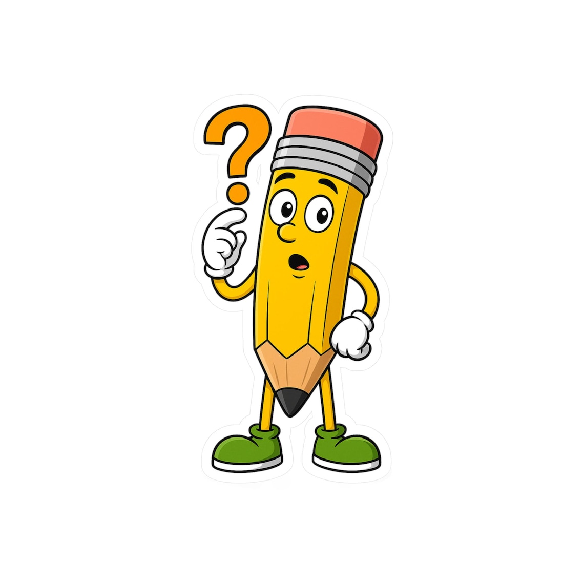 Question Mark Pencil Sticker – Curious School Vinyl Sticker for ...
