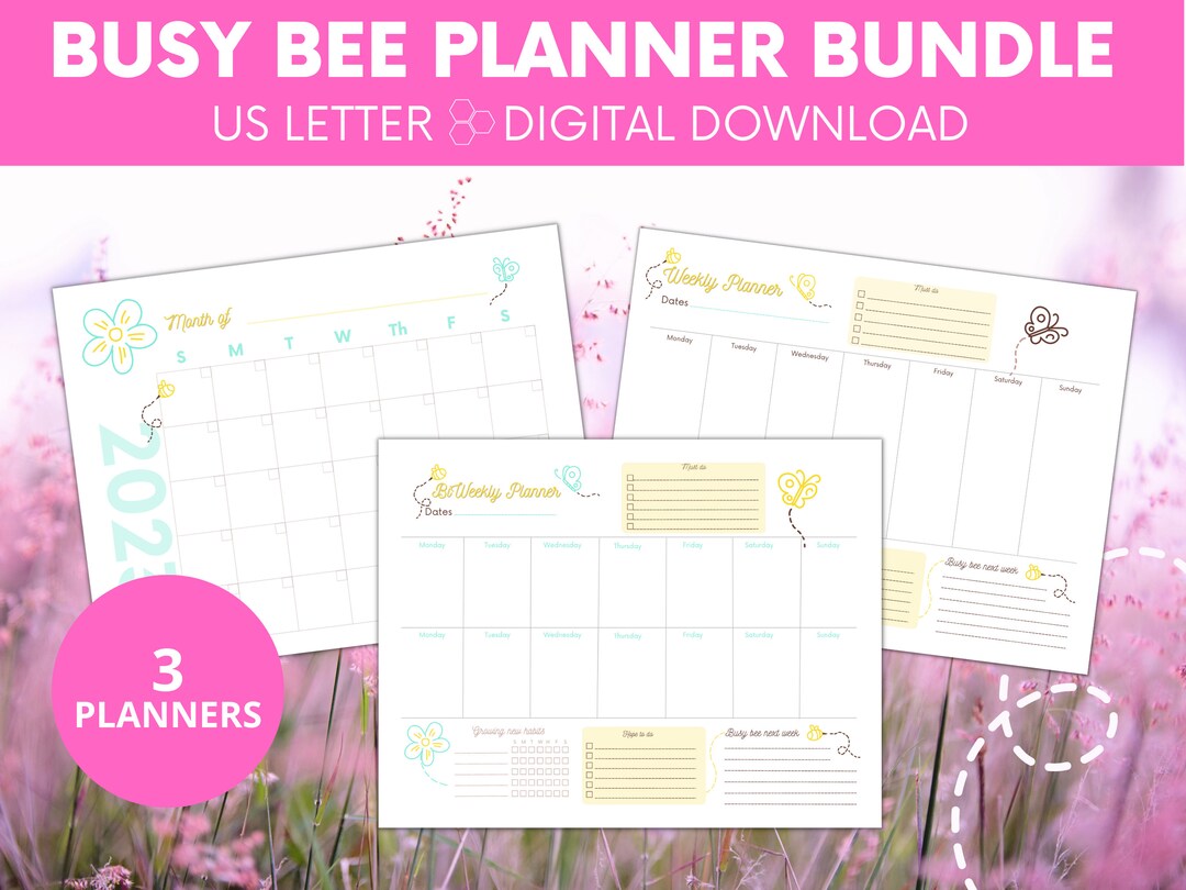 Busy Bee Planner Printables | Weekly, Biweekly, Monthly Views | Digital ...