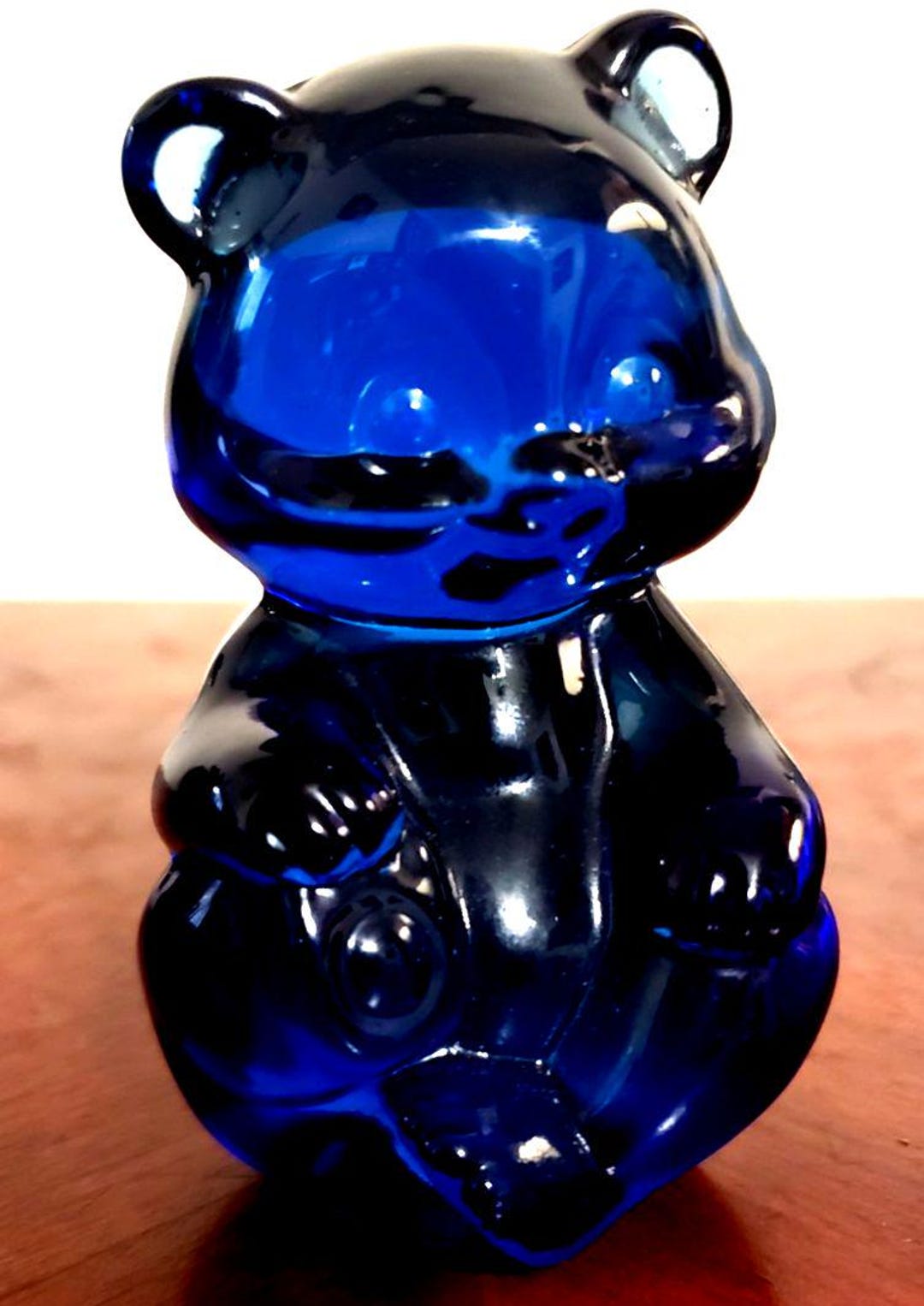 Uncommon Fenton Art Glass Cobalt Blue Teddy Bear With Original Sticker ...