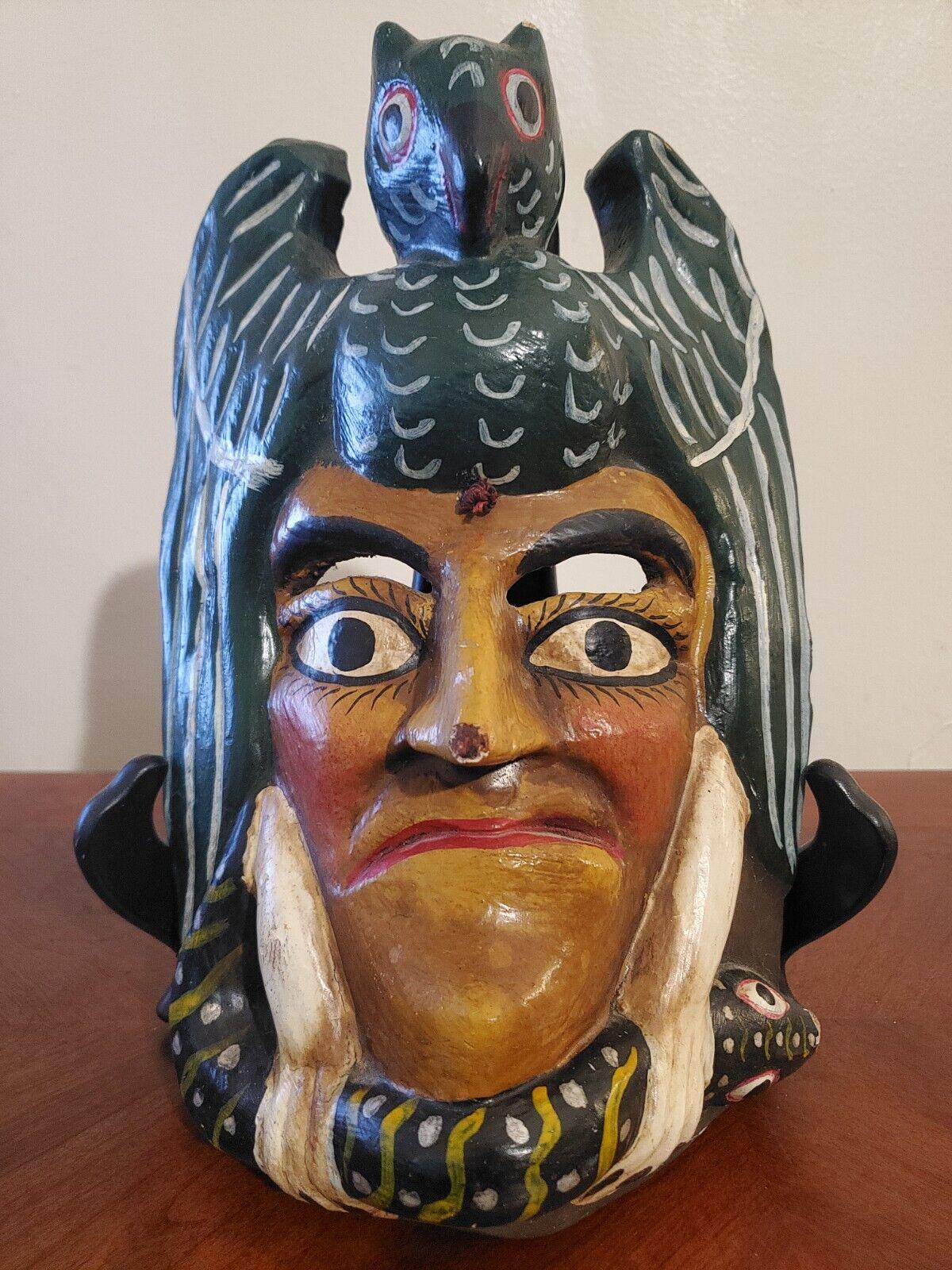 Antique Mexican Folk Art Totem Mask Aztec City Founding Myth Large 12 ...