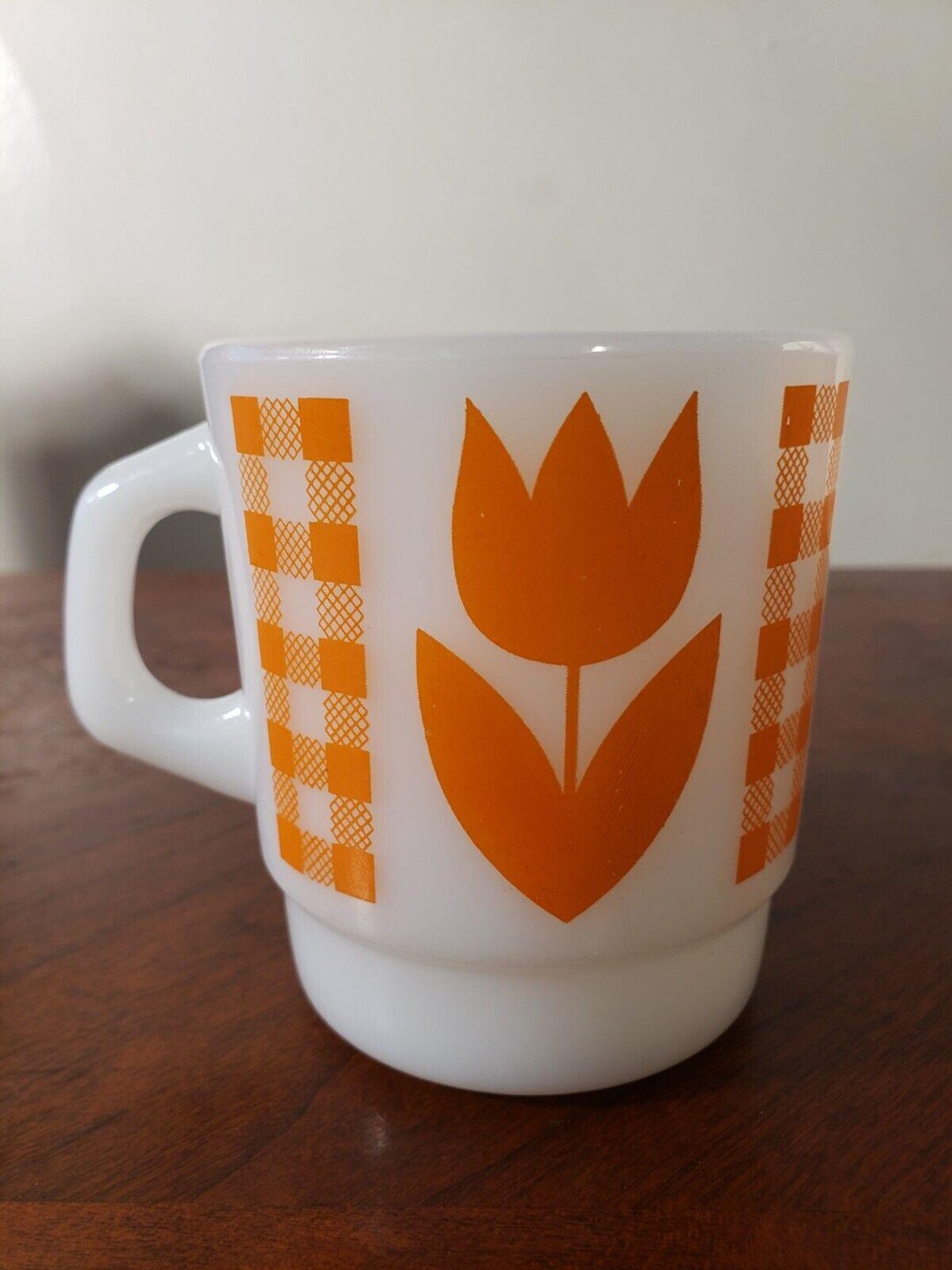 1950s Termocrisa Stackable Orange Tulip Checkered Mug - Etsy