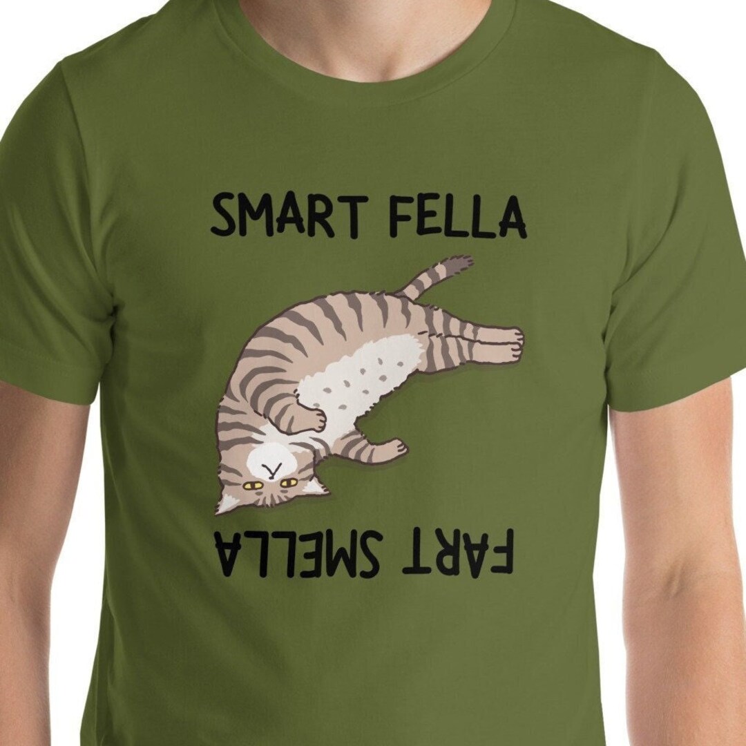 Smart Fella Fart Smella T-shirt, Funny Cat Pun Shirt, Cat Lover Tee ...
