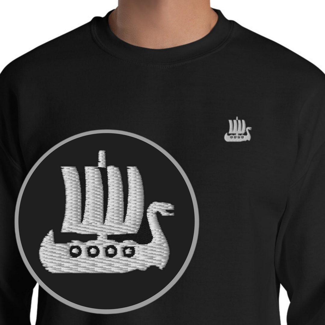 Viking Ship Embroidered Sweatshirt, Norse Ship Crewneck Sweater ...