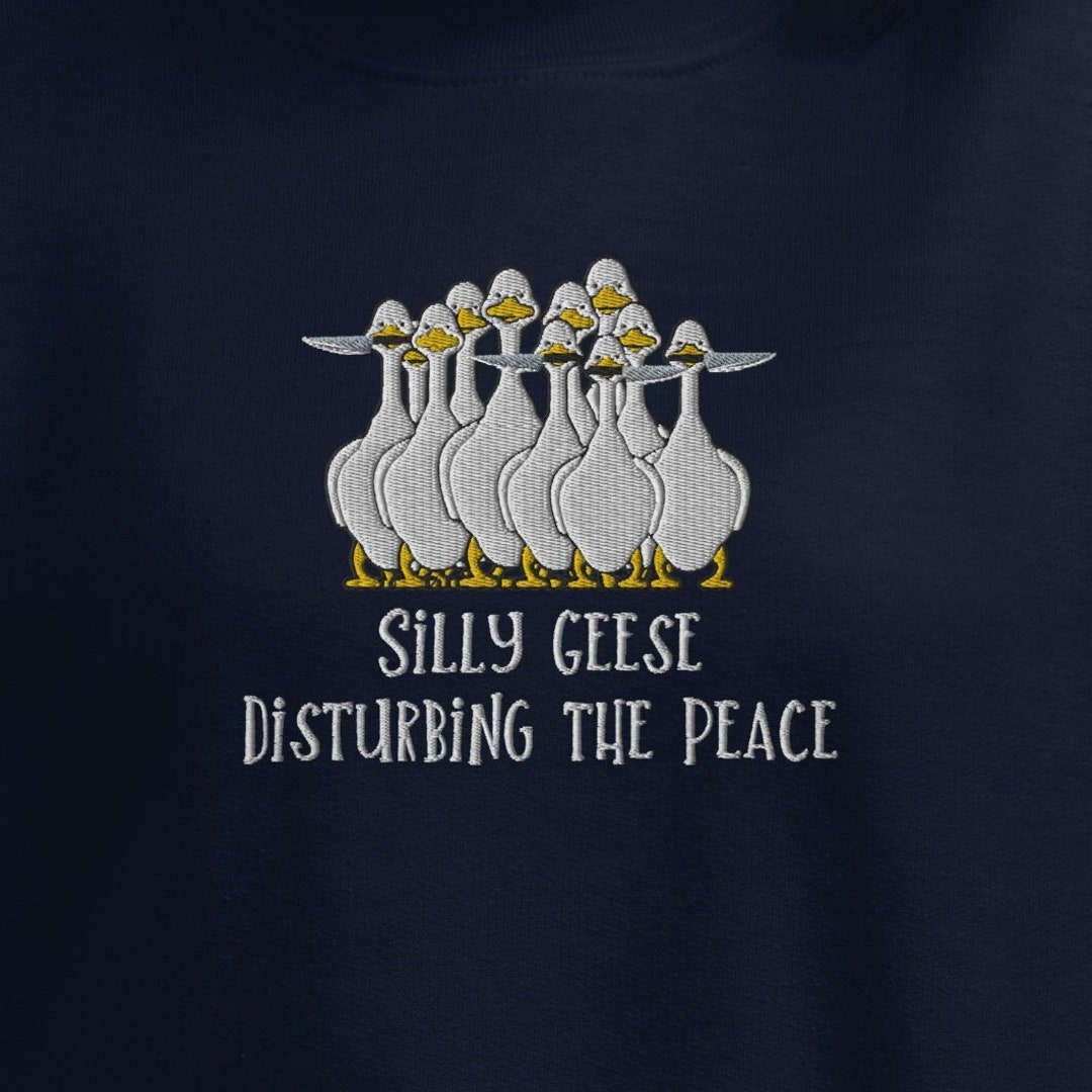Silly Geese Disturbing the Peace Sweatshirt, Meme Embroidered Crewneck ...