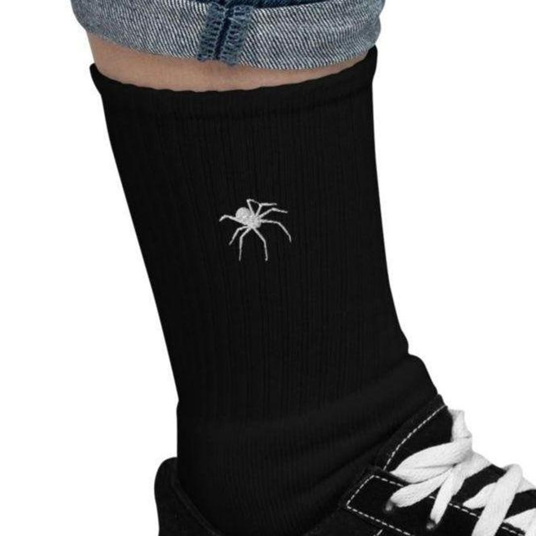 Embroidered Spider Socks, Novelty Spooky Spider Halloween Socks - Etsy