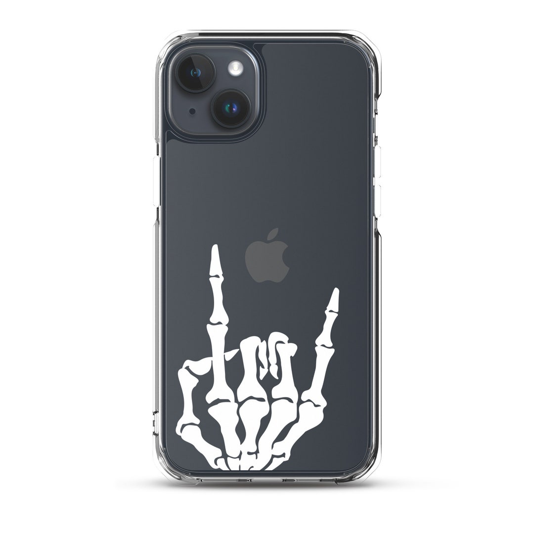 Skeleton Metal Hand Iphone® Case, Sign of the Horns / Rock on Clear ...