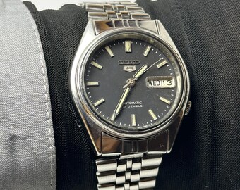Vintage Seiko 5 Automatic Movement No.7009-8760 Black Dial Day/date Men's Wrist Watch~ Japan ...