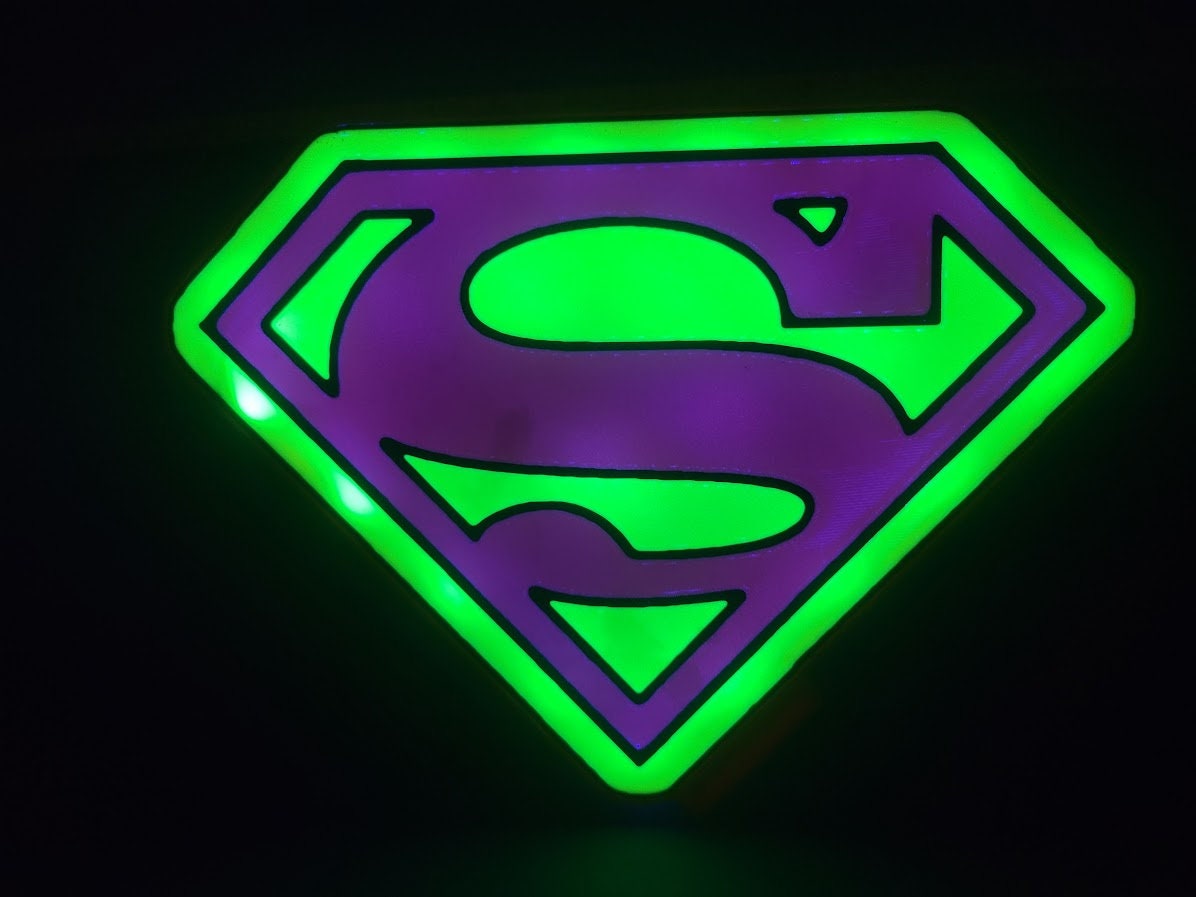 Super Man L.E.D R.G.B., Light With Remote Control. - Etsy