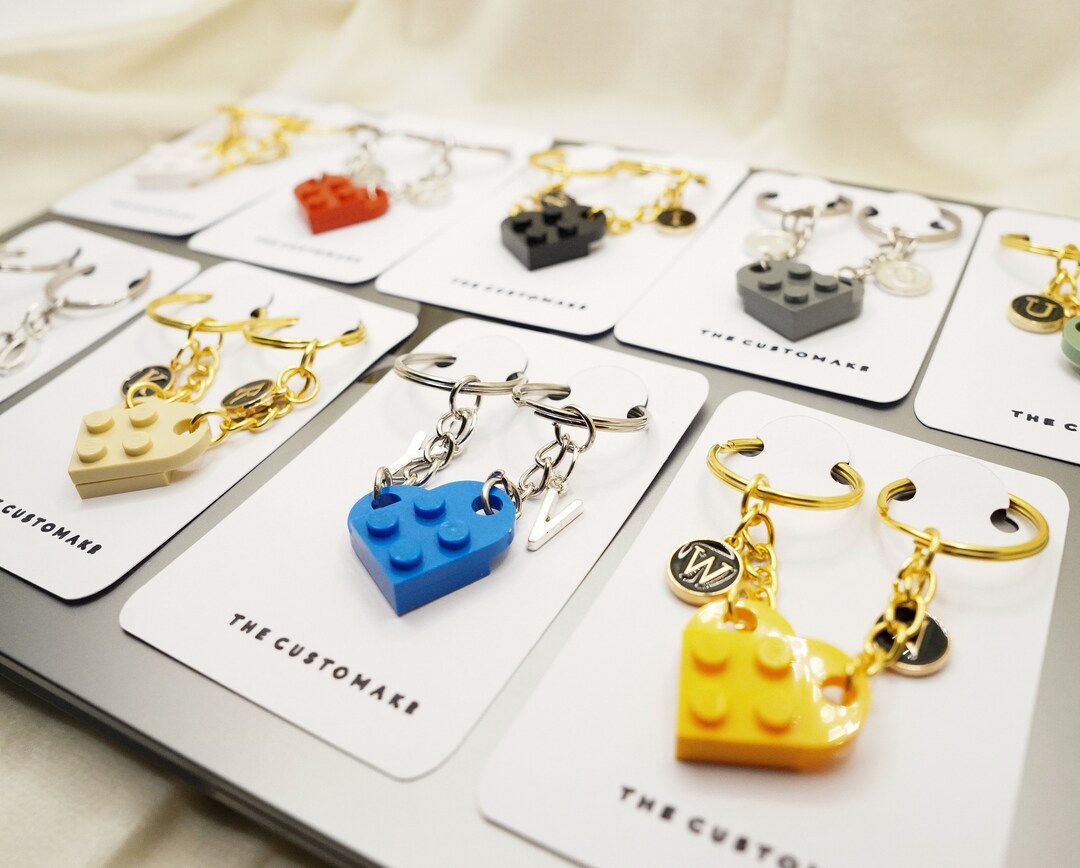 Personalized LEGO Heart Keychain Set, Matching Couple Keychains - Etsy ...