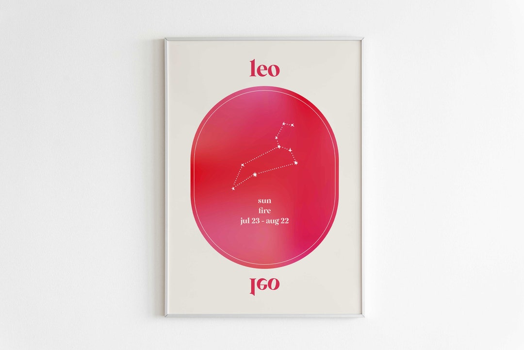 Leo Digital Poster, Leo Zodiac Sign Print, Leo Wall Deco, Leo Art Deco ...