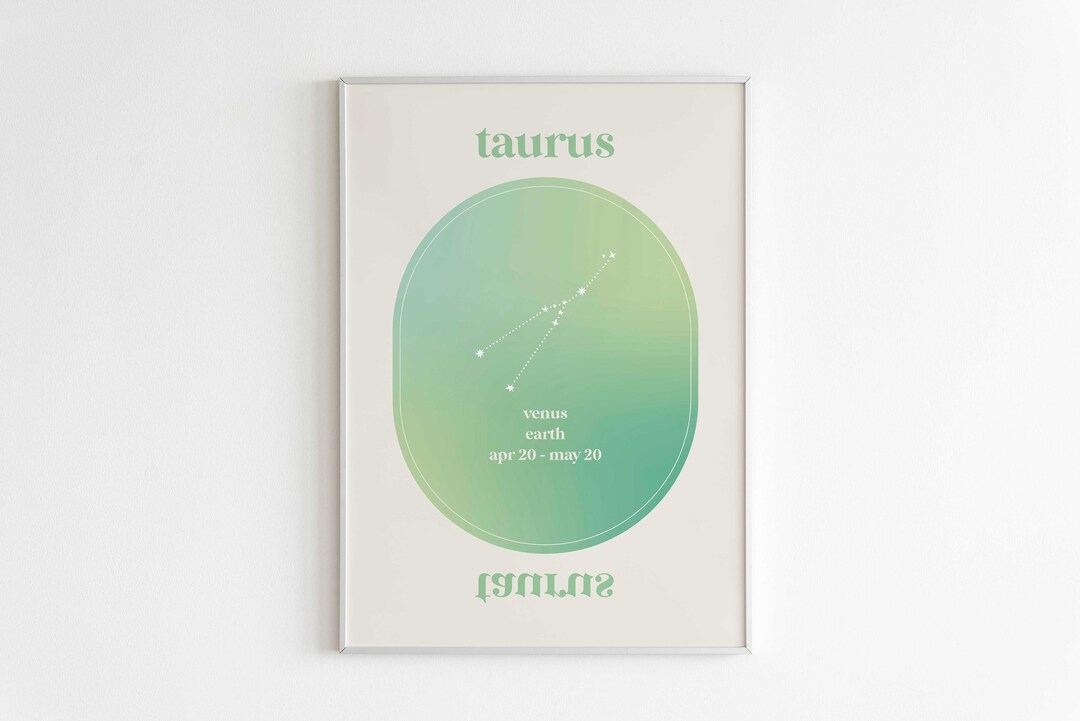 Taurus Digital Poster, Taurus Zodiac Sign Print, Taurus Wall Deco ...