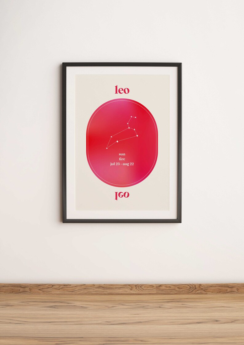 Leo Digital Poster Leo Zodiac Sign Print Leo Wall Deco Leo - Etsy