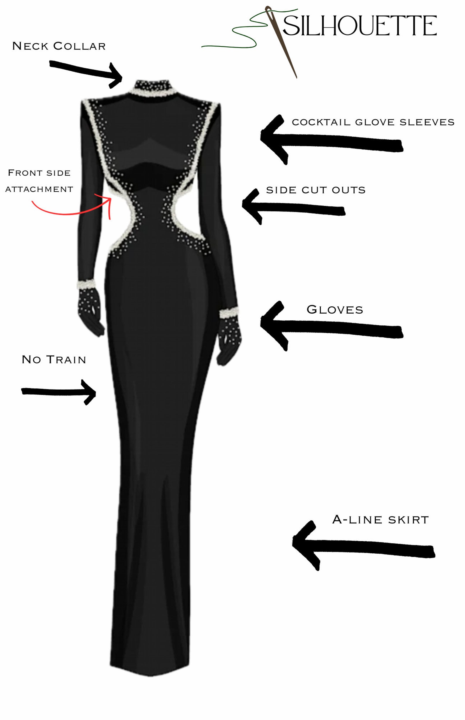 Bodycon Cut Out Sides Cocktail Glove Sleeve Gown/dress PDF Sewing ...