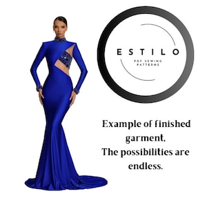 Long Sleeve Cut Out Mermaid Gown/dress PDF Sewing Pattern NO Sewing ...